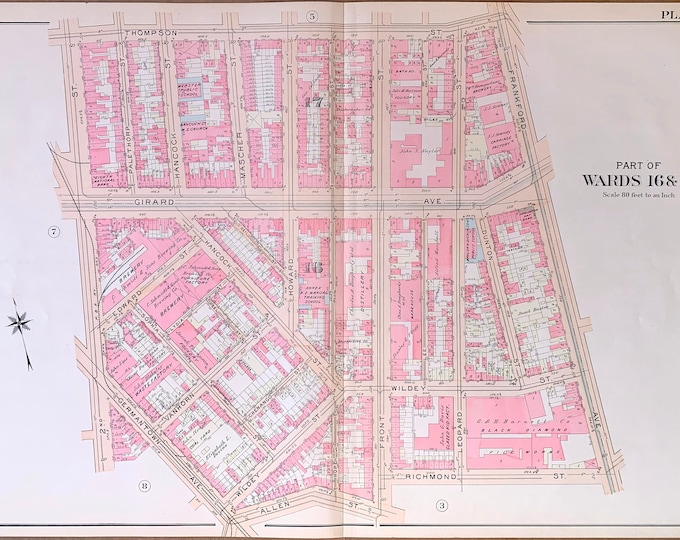 Northern Liberties Map, Fishtown Map, Original 1907 City of ...