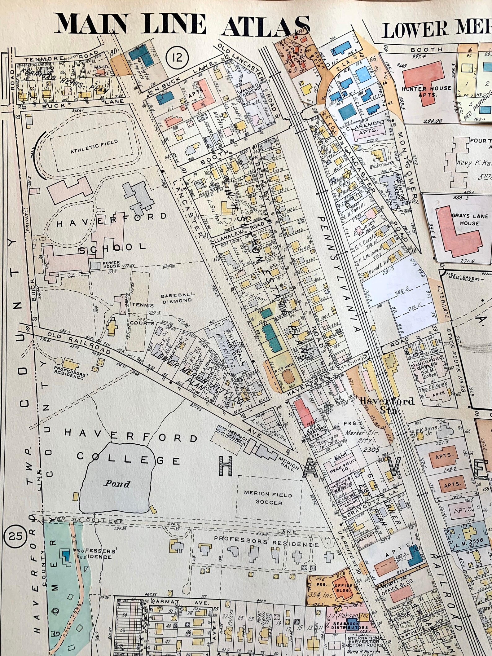 Haverford Map Original 1961 Pennsylvania Main Line Railroad - Etsy