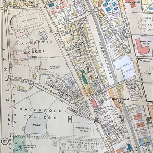 Haverford Map, Original 1961 Pennsylvania Main Line Railroad Atlas ...