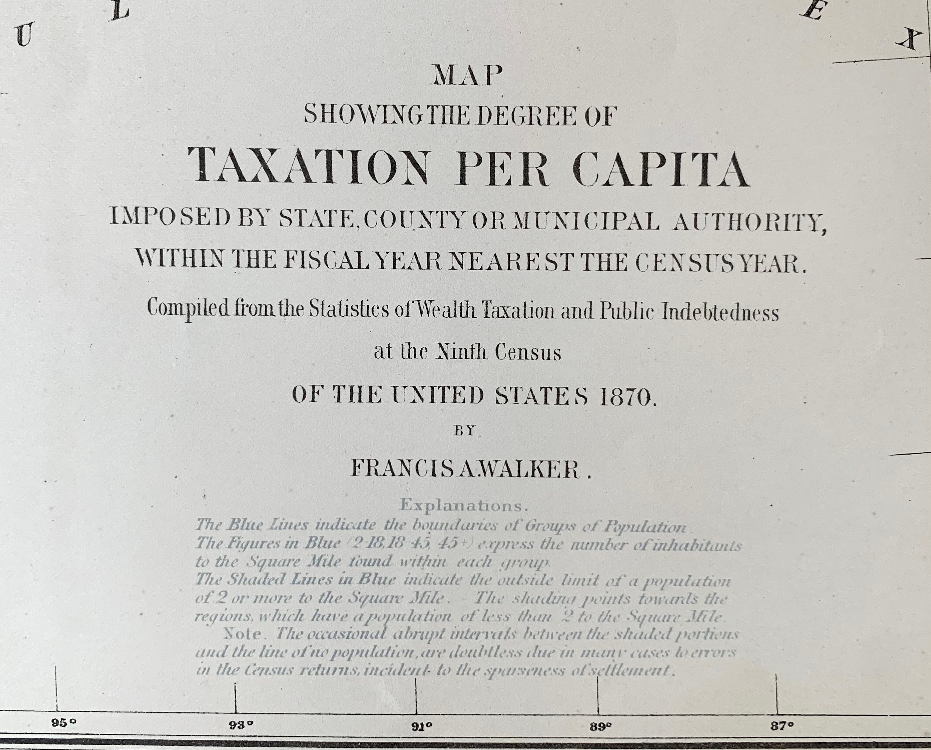 Taxation Map, Original 1874 Census Chart, Taxation per Capita, United ...