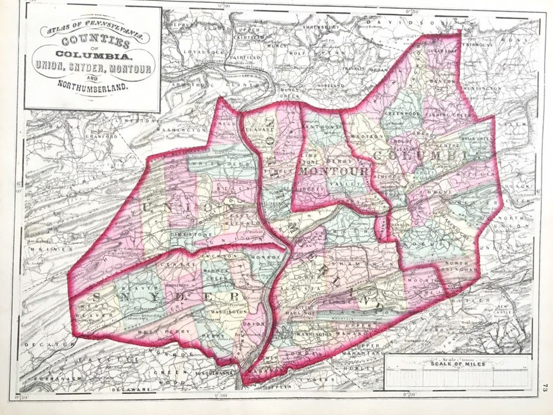 Columbia, Union, Montour Counties, Original 1872 Atlas of Pennsylvania ...