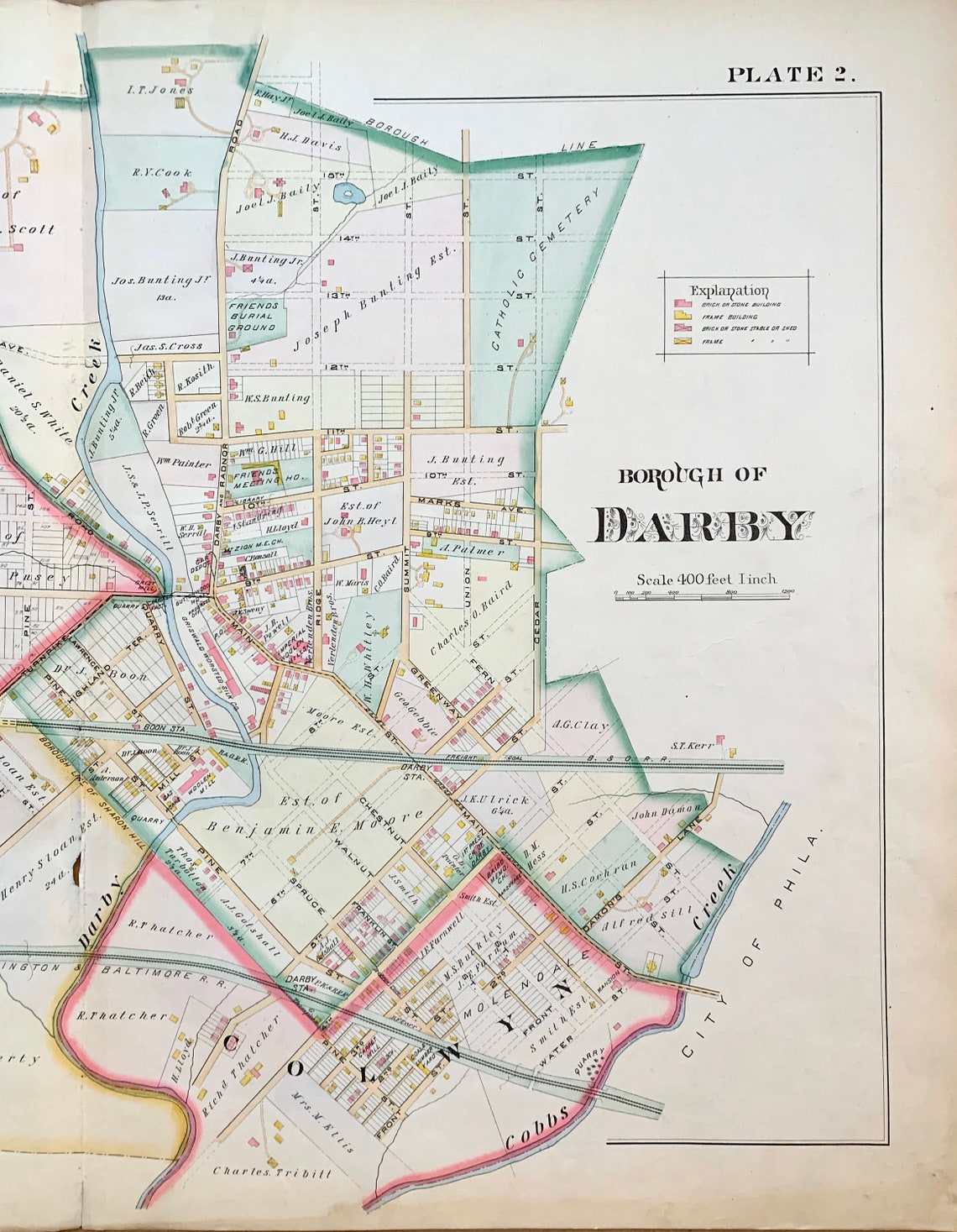 Darby Map Original 1892 Delaware County Atlas Map Borough of - Etsy