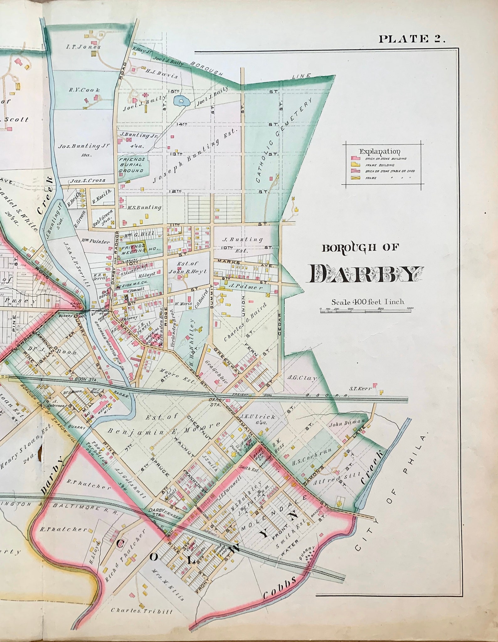 Darby Map Original 1892 Delaware County Atlas Map Borough of - Etsy
