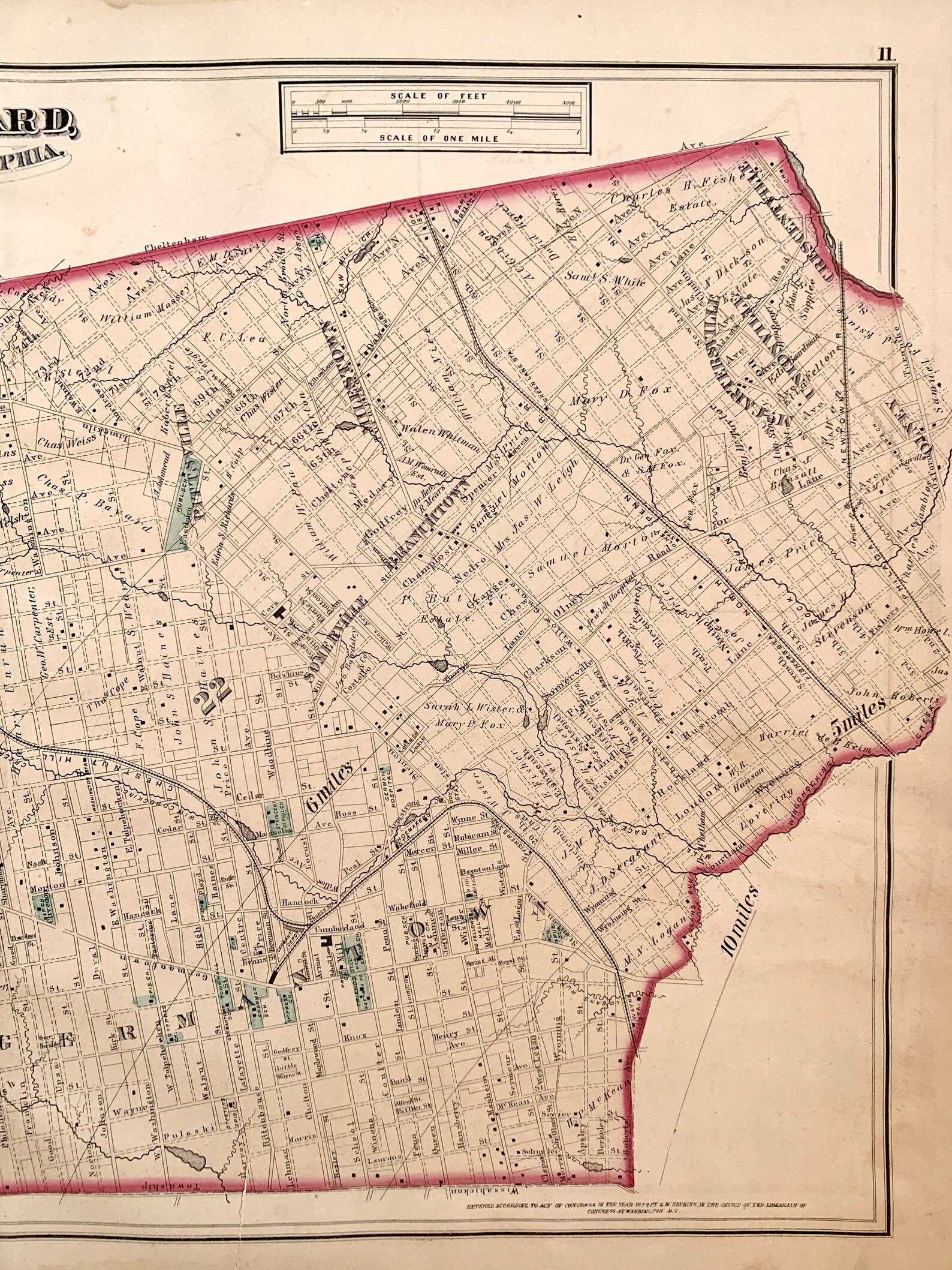Chestnut Hill Map Original 1877 Philadelphia and Environs - Etsy