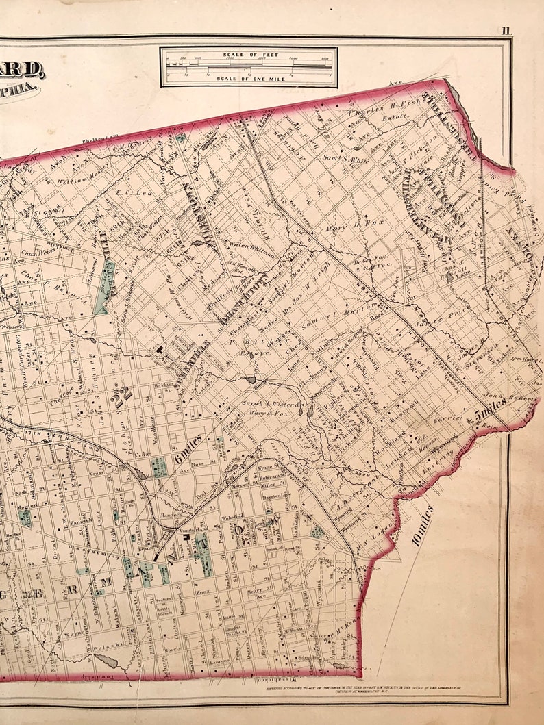 Chestnut Hill Map Original 1877 Philadelphia and Environs - Etsy