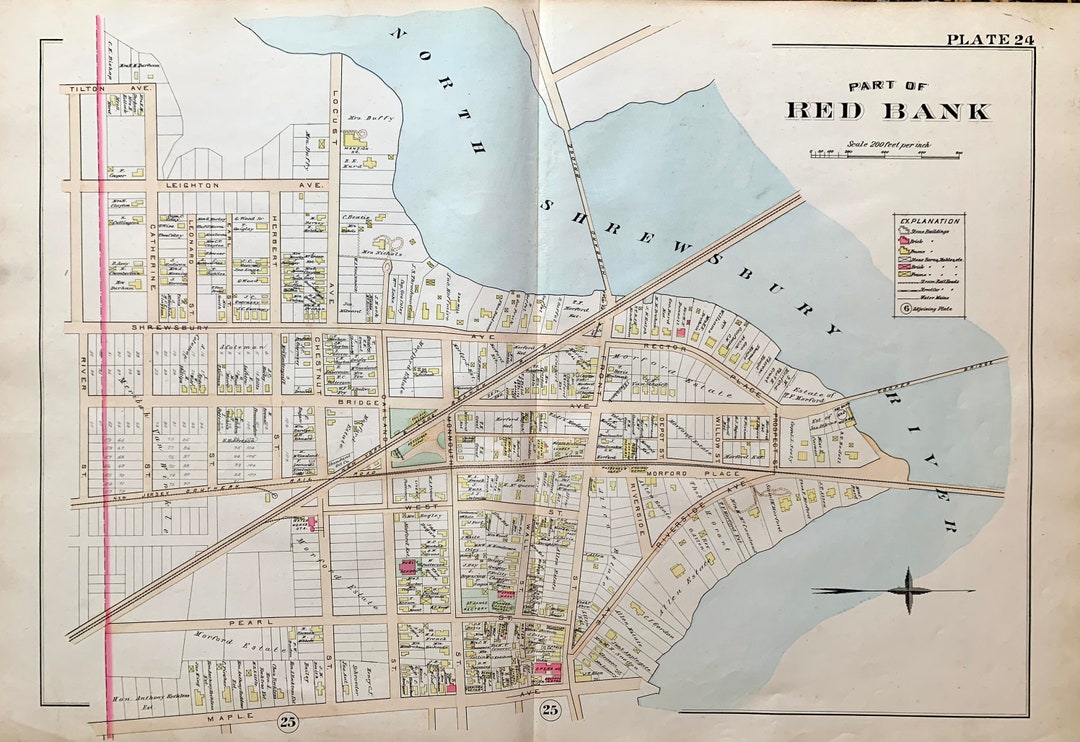 Red Bank Map, Original 1889 Monmouth County Atlas, New Jersey Map - Etsy
