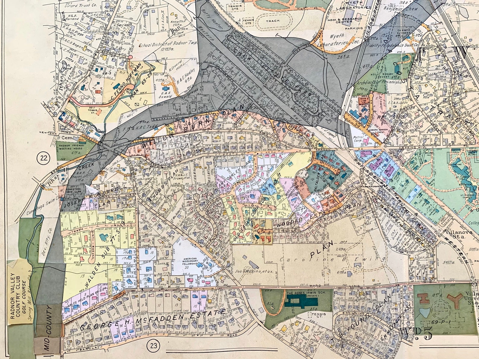 Mapa de la Universidad de Villanova mapa original del atlas - Etsy España