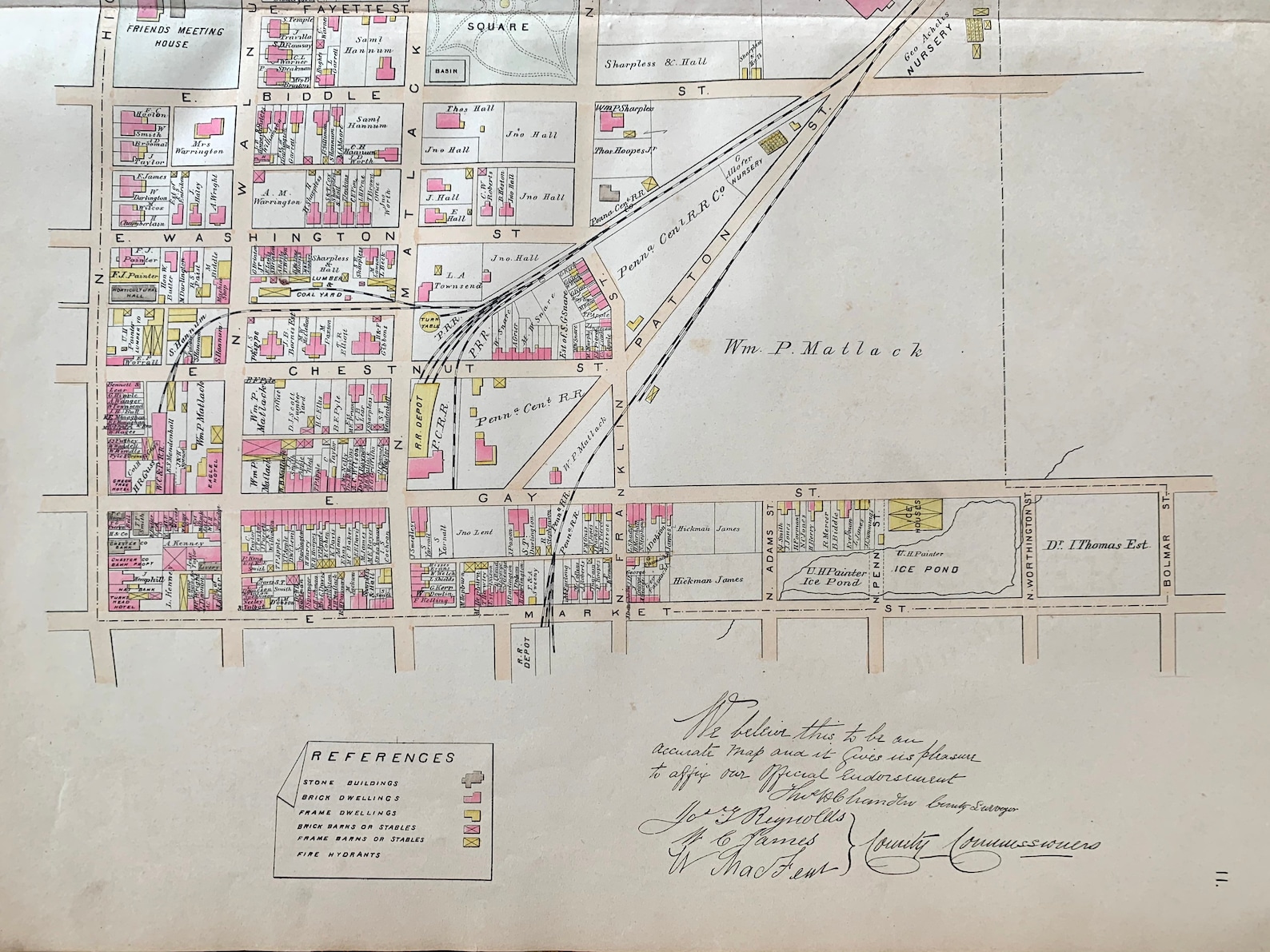 West Chester Pennsylvania Map, Original 1883 Chester County Farm Atlas ...