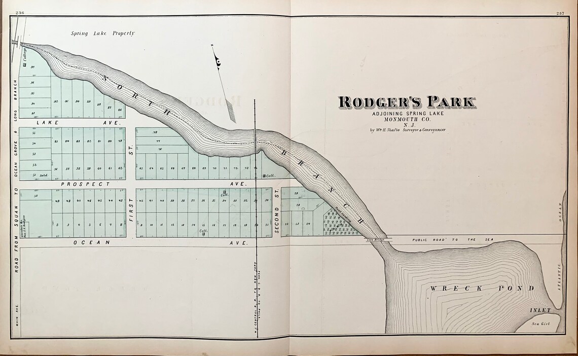 Spring Lake Map Original 1878 New Jersey Shore Atlas - Etsy