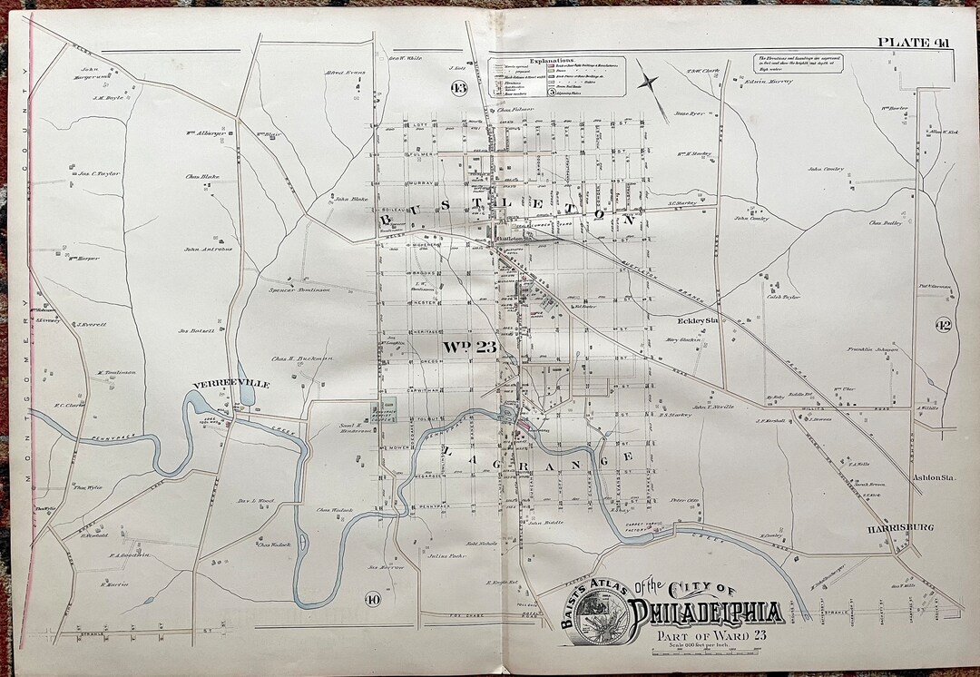 Bustleton Map, Original 1886 Philadelphia Atlas, Northeast Philly - Etsy