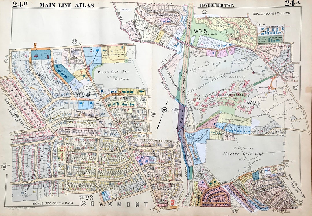 Oakmont Map, Haverford Township Map, Original 1961 Main Line Atlas ...