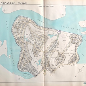 Brigantine Island Map, Original 1938 Absecon Island Atlas, Pirates Den ...