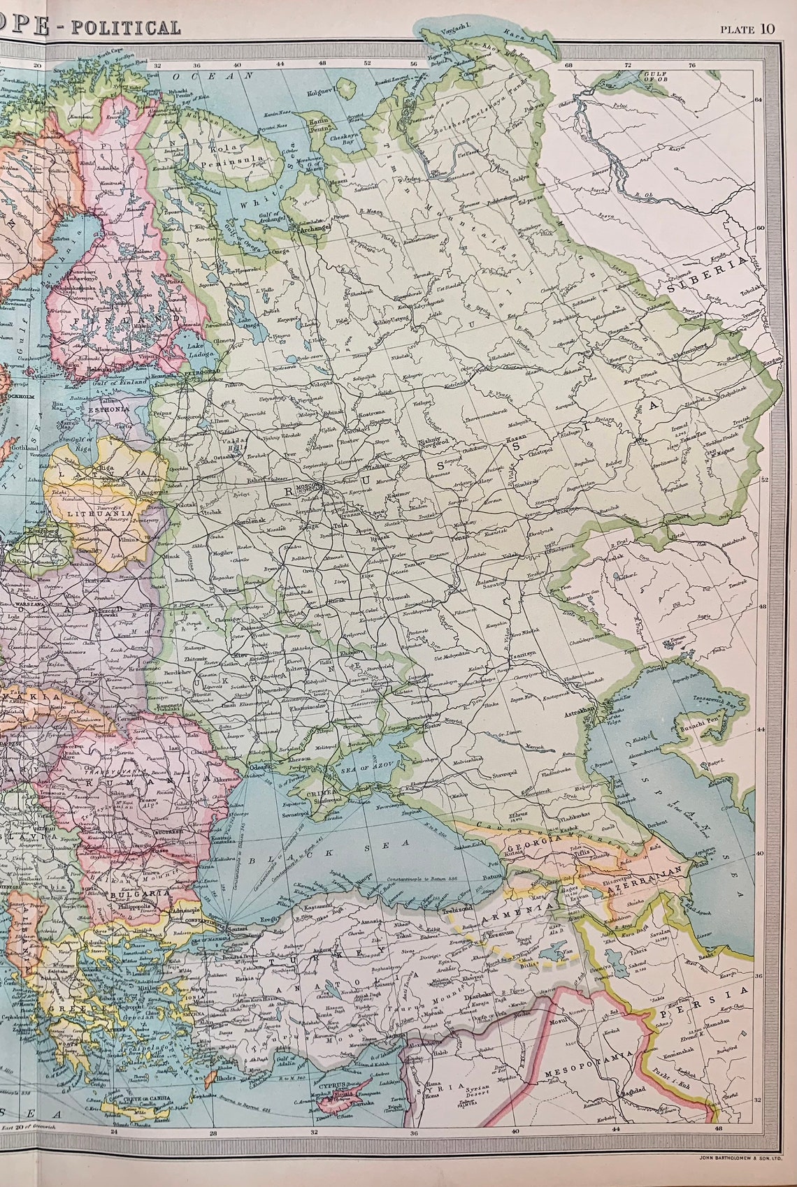 Europe Map, Original 1922 Times Atlas, Europe Political Map, France ...