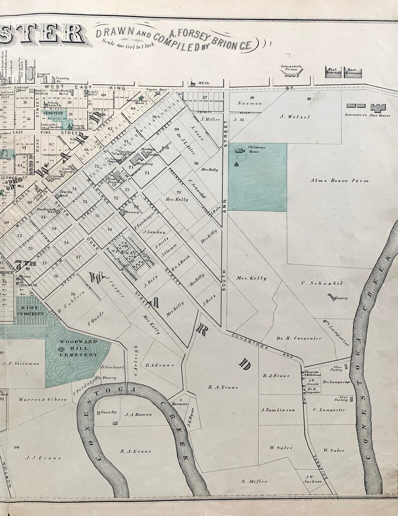 Lancaster Map Original 1875 Lancaster County Atlas | Etsy