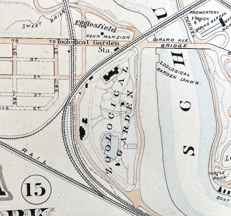 Philadelphia Zoo Map, Original 1886 Baists Atlas, Belmont Plateau ...