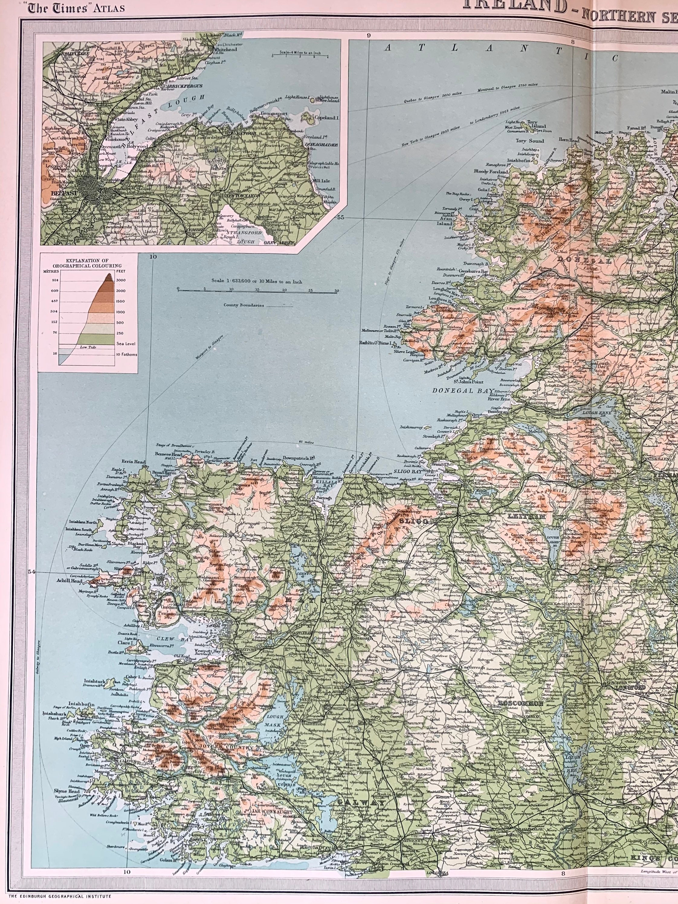 Northern Ireland Map Original 1922 Times Atlas Belfast - Etsy