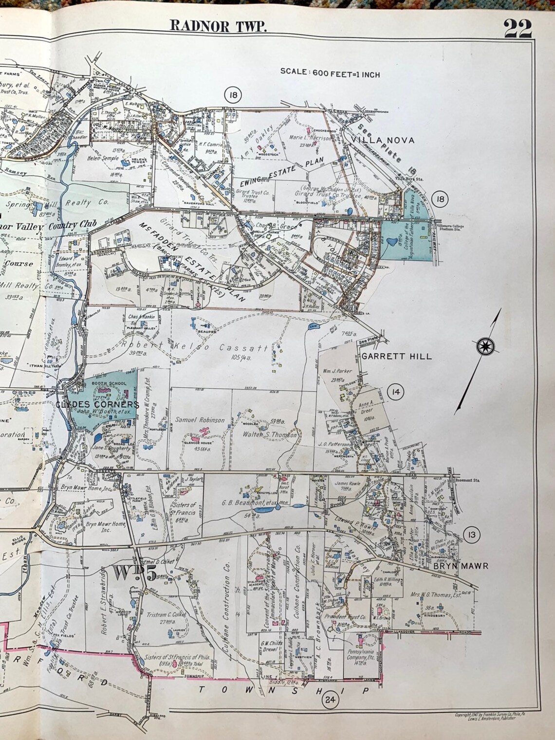 1947 Radnor Map Original Main Line Pennsylvania Railroad | Etsy