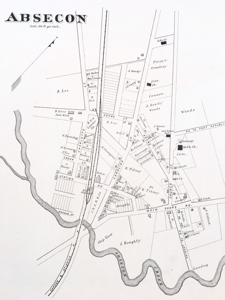 Absecon Map Original 1878 New Jersey Shore Atlas Atlantic - Etsy