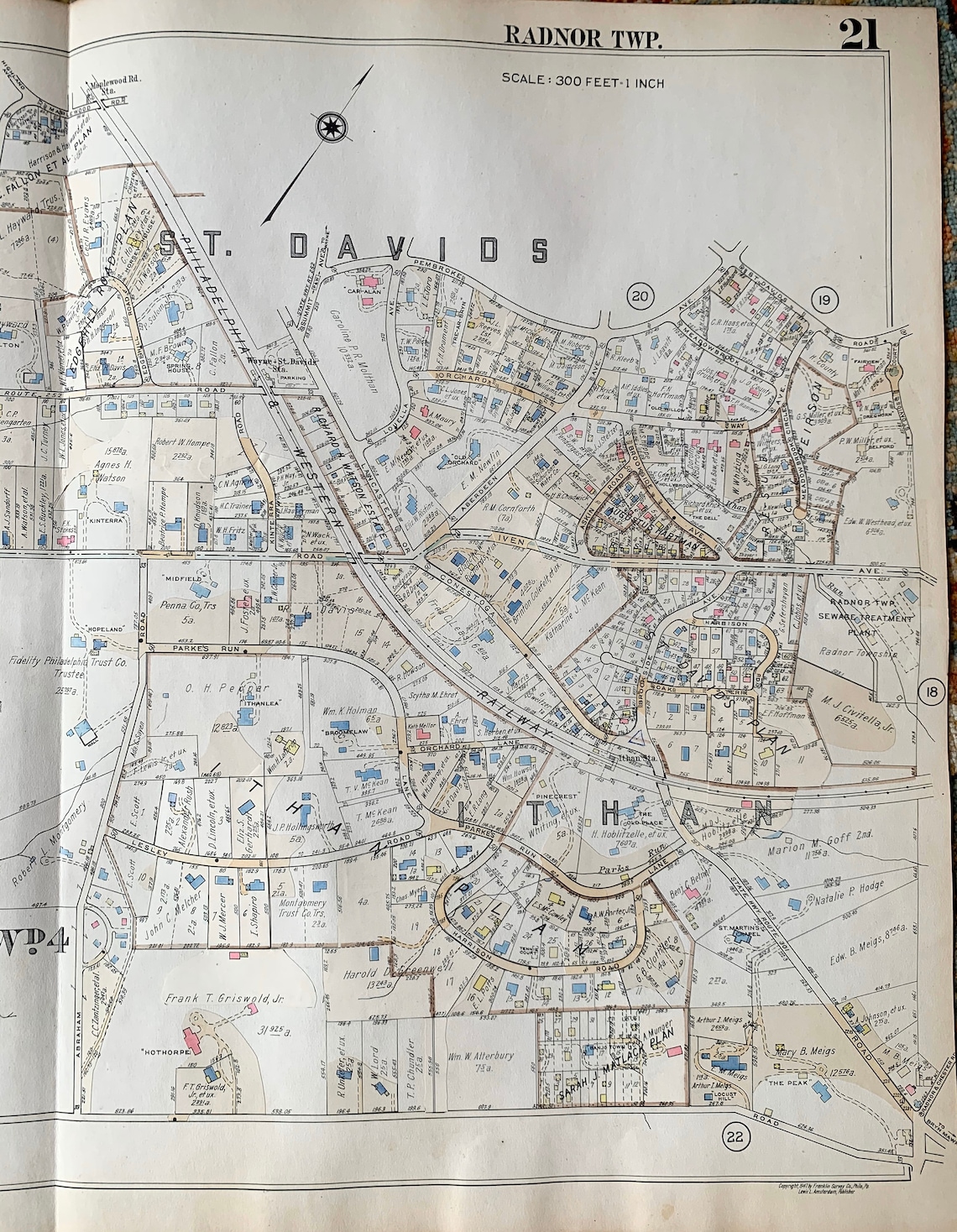 St Davids map Ithan Map Radnor Township map Original 1947 | Etsy