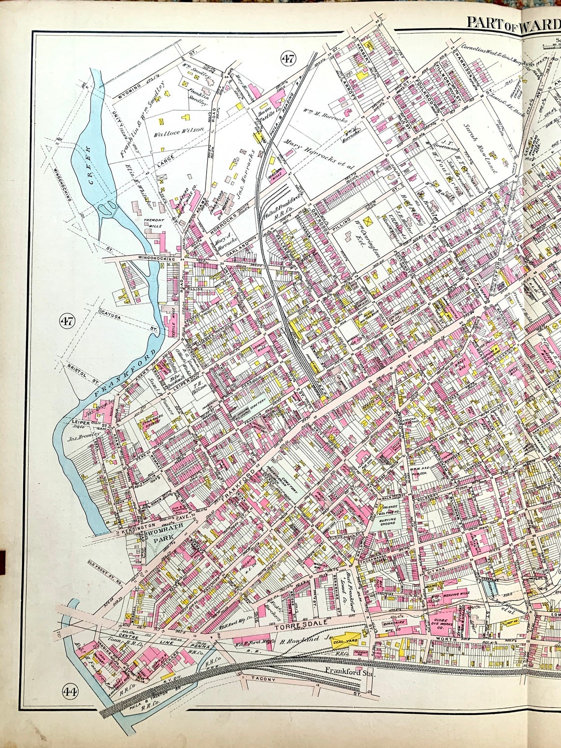Frankford Map, Original 1910 City of Philadelphia Atlas Map, Northeast ...