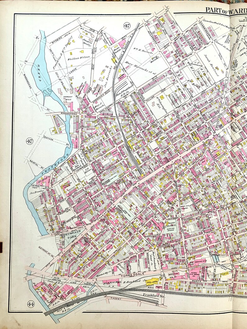 Frankford Map, Original 1910 City of Philadelphia Atlas Map, Northeast ...