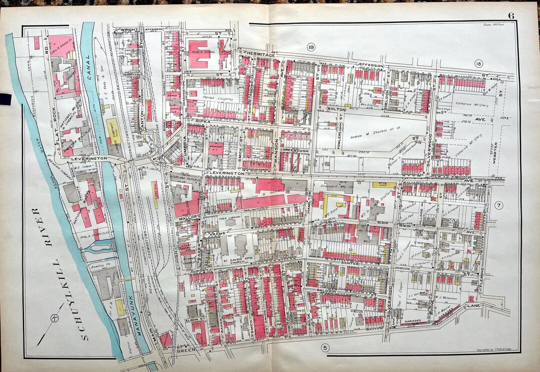 Manayunk Map, Original 1929 Klinge Atlas, Green Lane, Leverington - Etsy