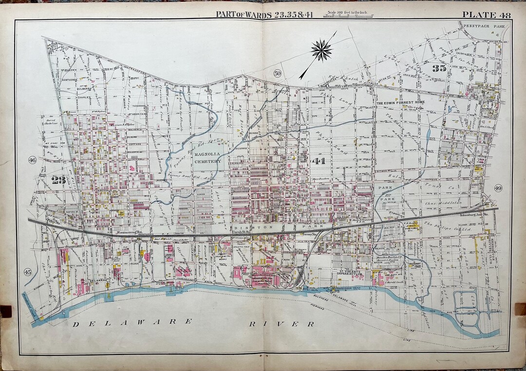 Tacony Map, Frankford Map, Original 1910 City of Philadelphia Atlas Map ...