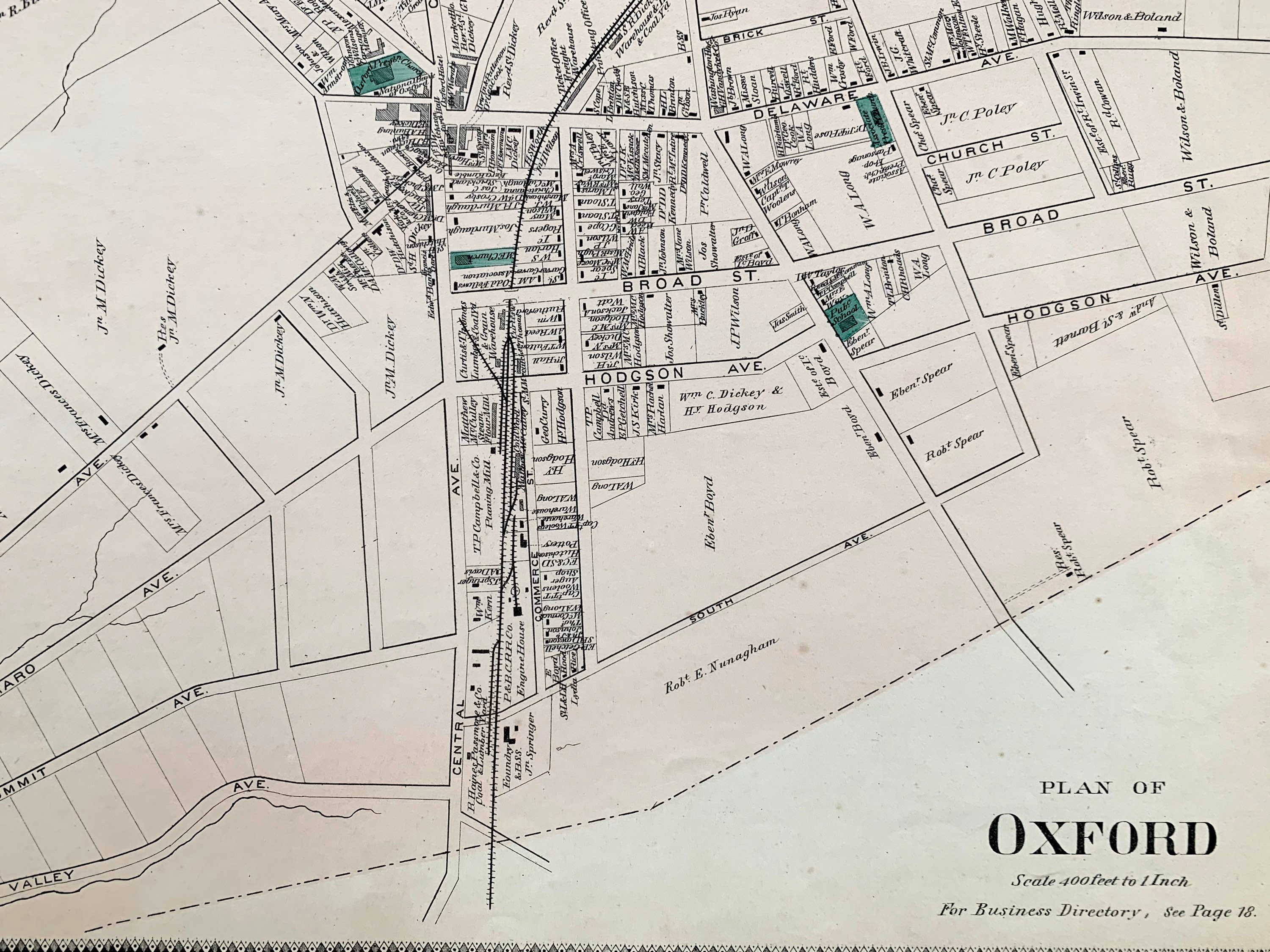 Oxford Map, Original 1873 Chester County Pennsylvania Farm Atlas ...