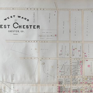 West Chester Borough Map, Original 1883 Chester County Pennsylvania ...