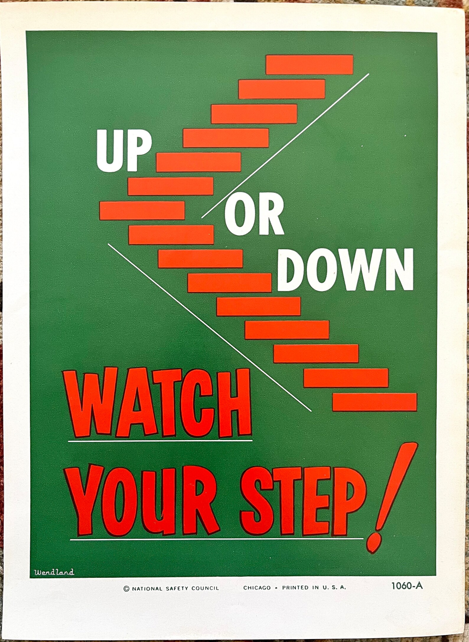Safety Poster, Vintage National Safety Council, Watch Your Step ...