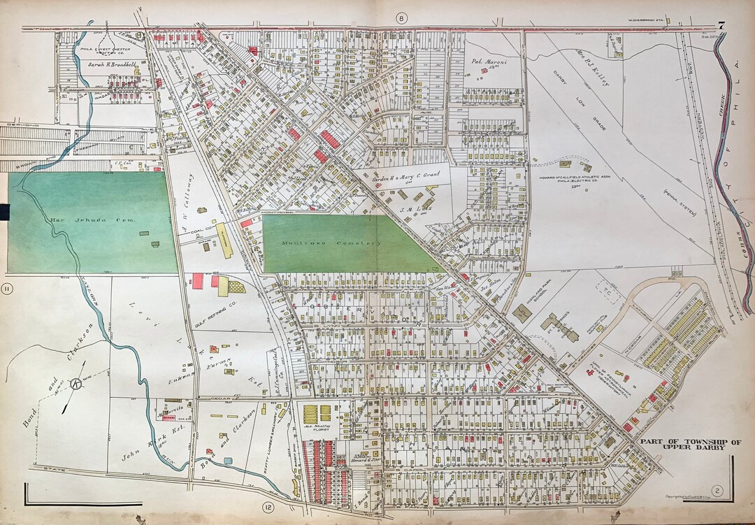 Upper Darby Township Map Original Delaware County Atlas - Etsy