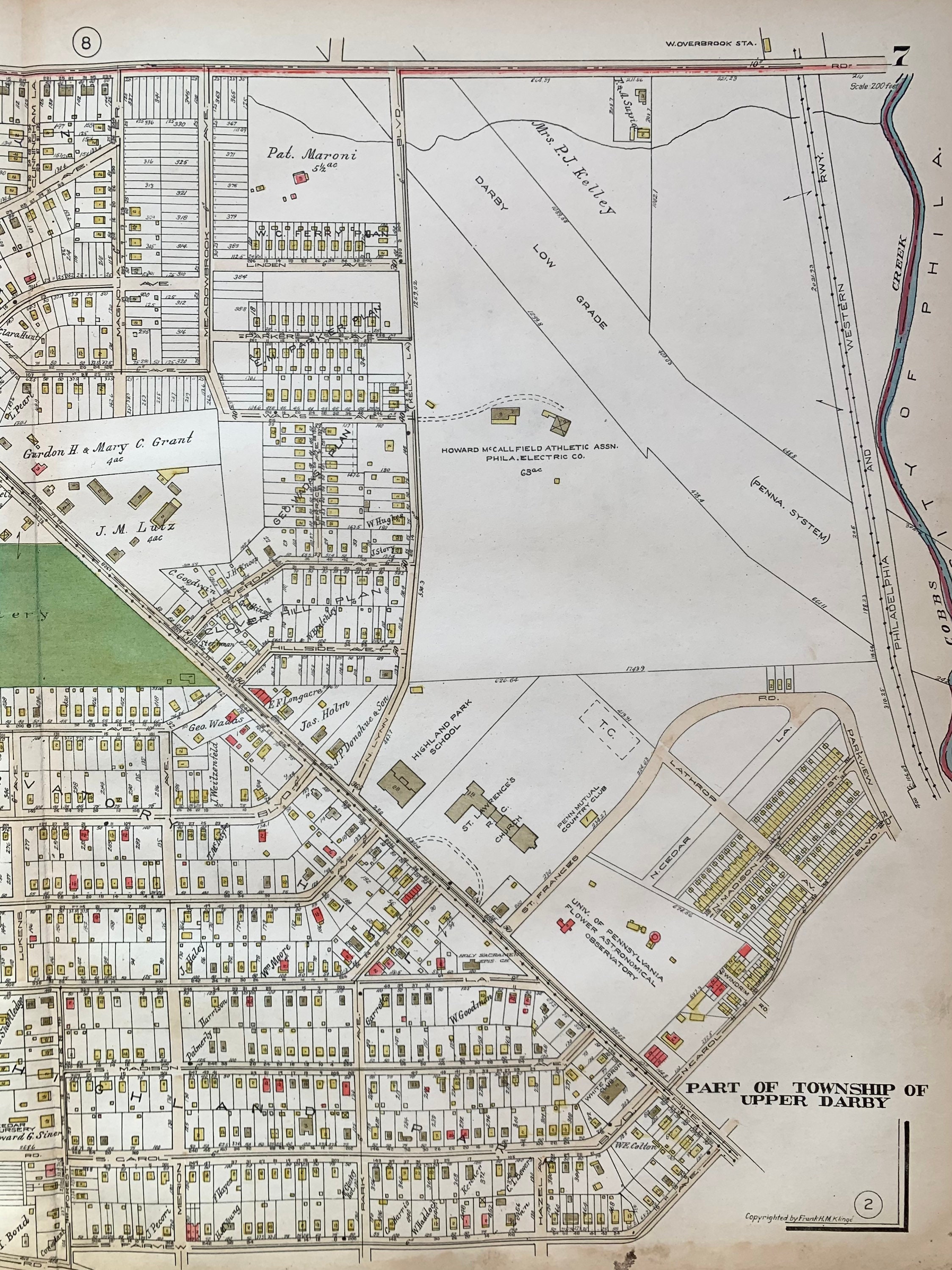 Upper Darby Township Map Original Delaware County Atlas - Etsy