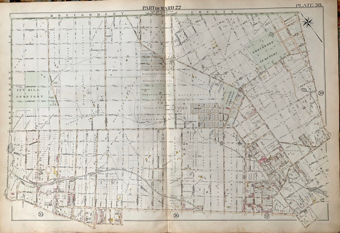 East Mount Airy Map, Ivy Hill Map, West Oak Lane Map, Original 1895 ...