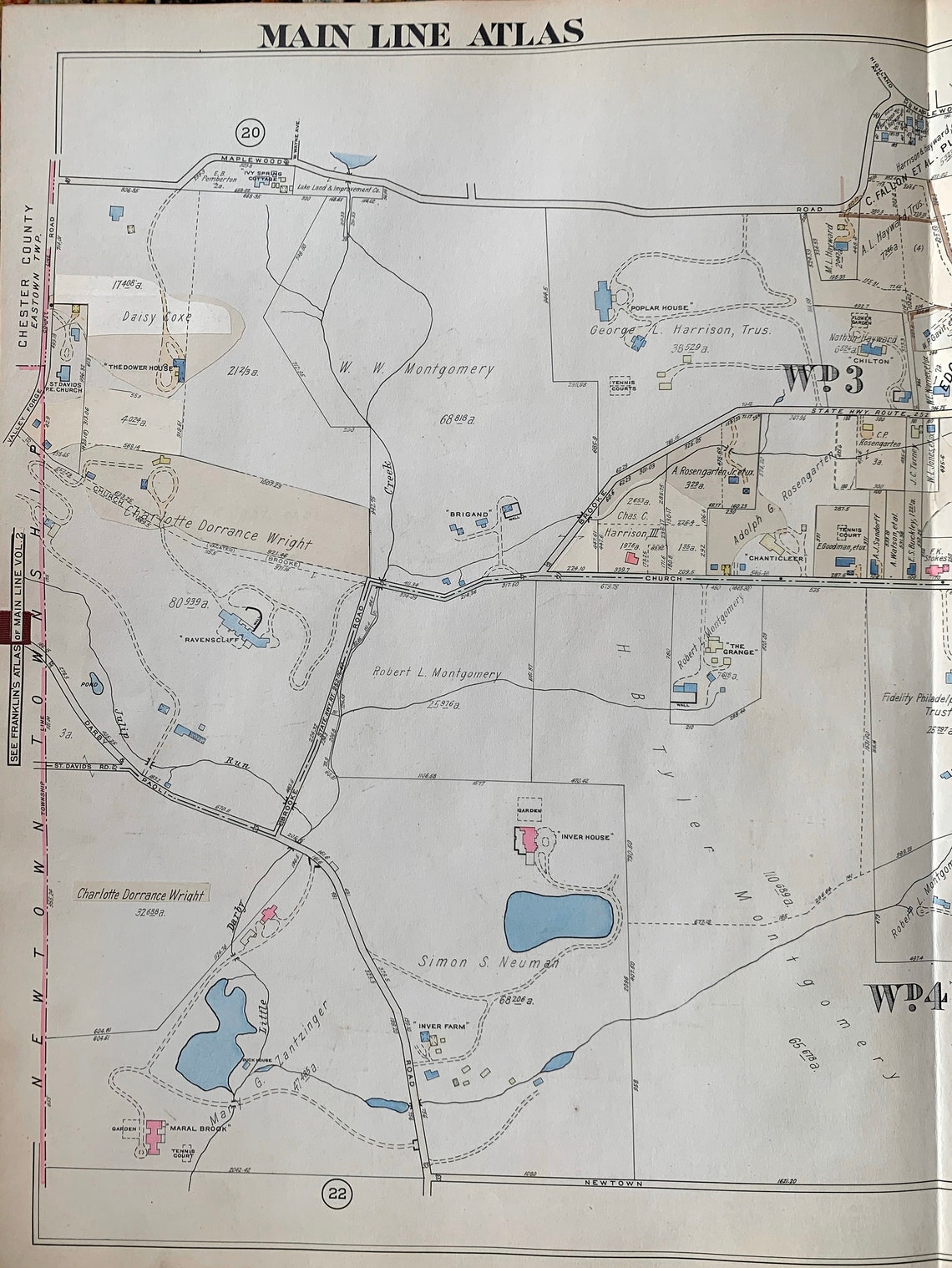 St Davids map Ithan Map Radnor Township map Original 1947 | Etsy