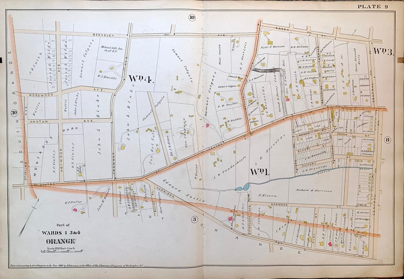 Orange New Jersey Map, Original 1890 Essex County Atlas, Seven Oaks - Etsy