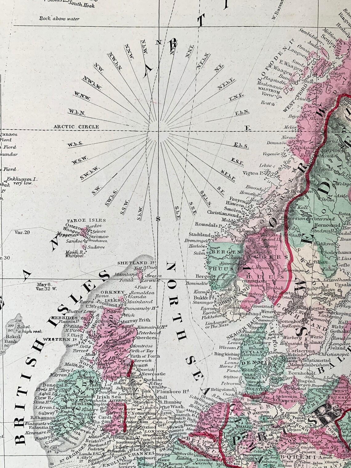 Europe Map Original 1863 Johnsons Atlas British Isles - Etsy