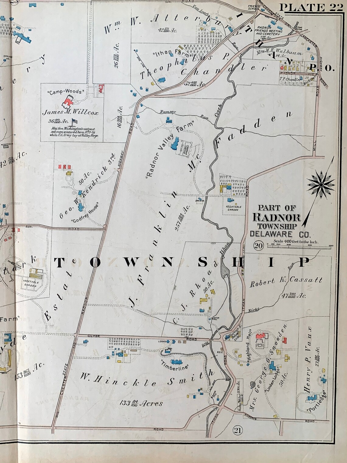 Radnor Map, Original 1926 Main Line Atlas, Ithan Map, Delaware County ...