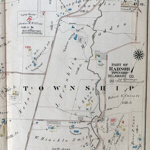 Radnor Map, Original 1926 Main Line Atlas, Ithan Map, Delaware County ...