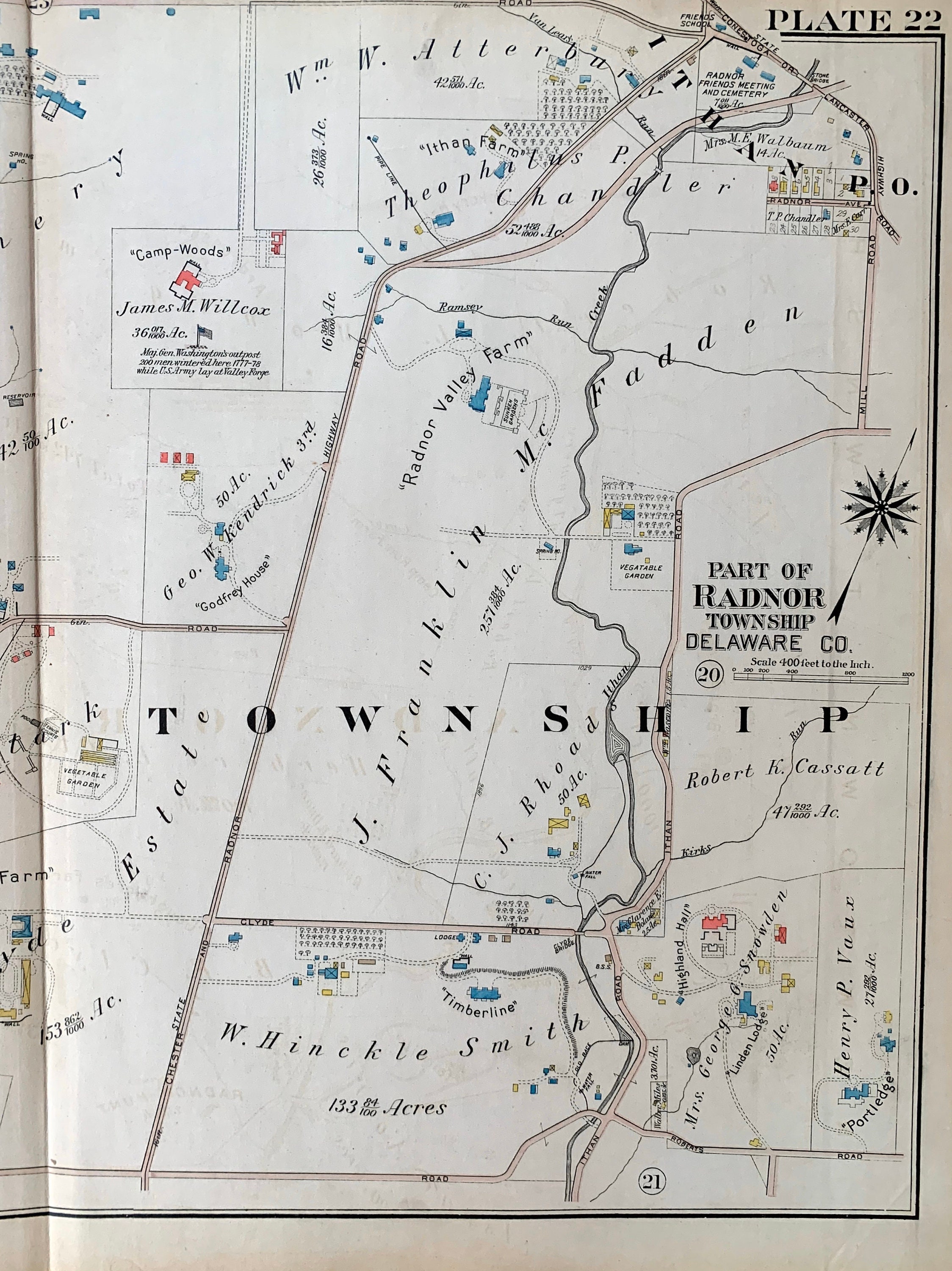 Radnor Map, Original 1926 Main Line Atlas, Ithan Map, Delaware County ...