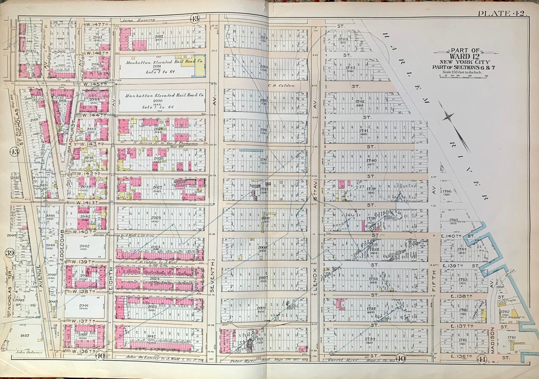 Harlem Map, Original 1894 Manhattan Atlas, Strivers Row, Col Young ...