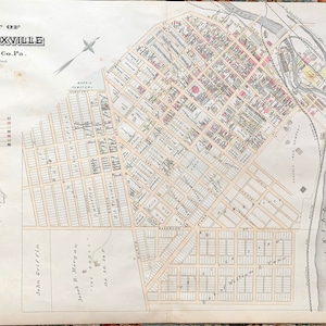 Phoenixville Map, Original 1883 Chester County Pennsylvania Farm Atlas ...