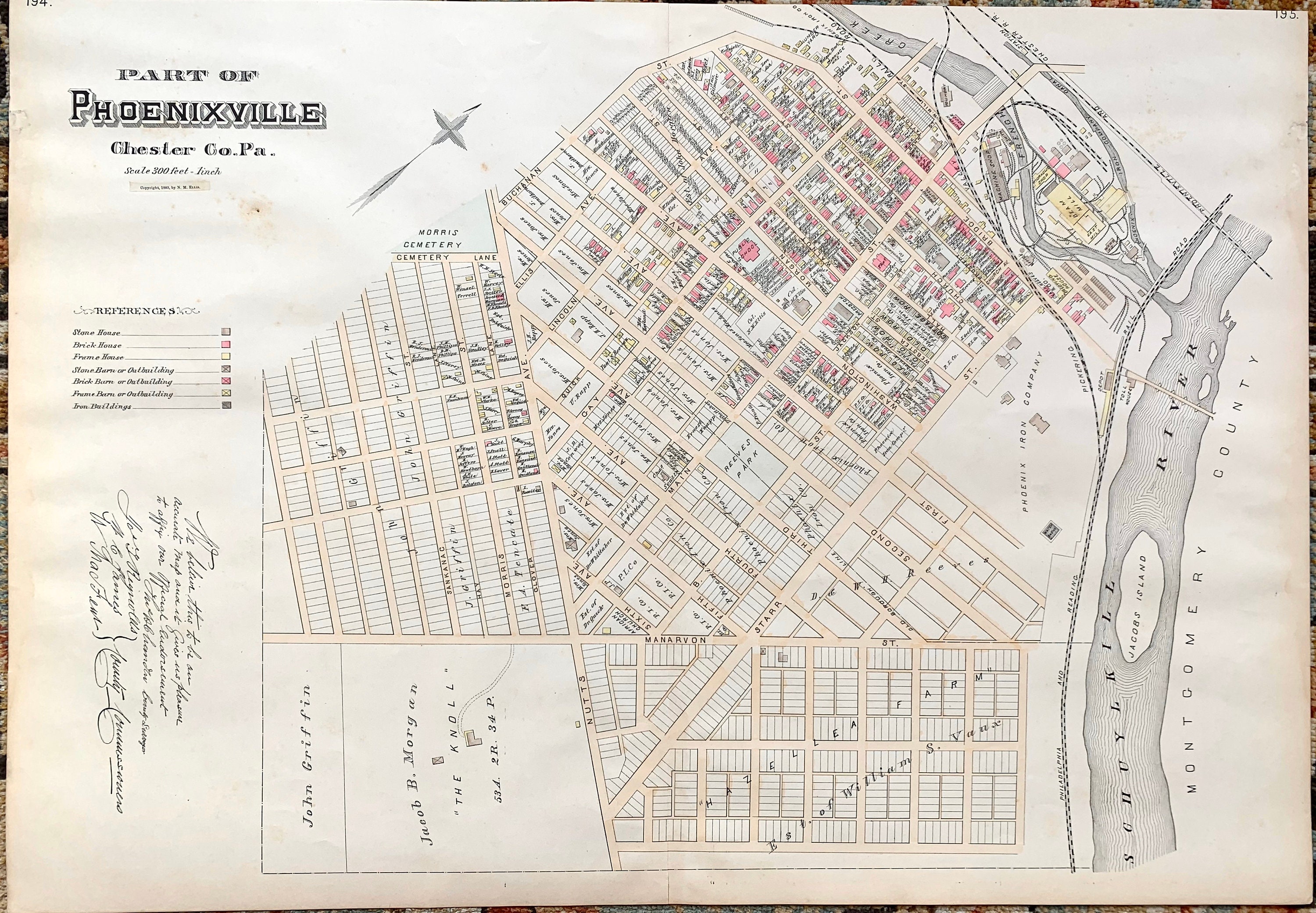 Phoenixville Map, Original 1883 Chester County Pennsylvania Farm Atlas ...