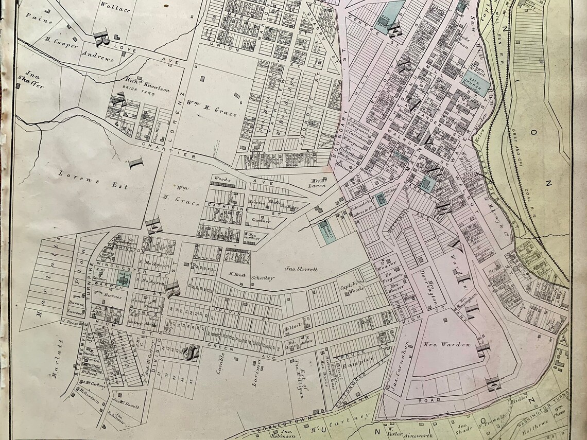 Elliot Map Original 1872 Pittsburgh Atlas Chartiers Map - Etsy