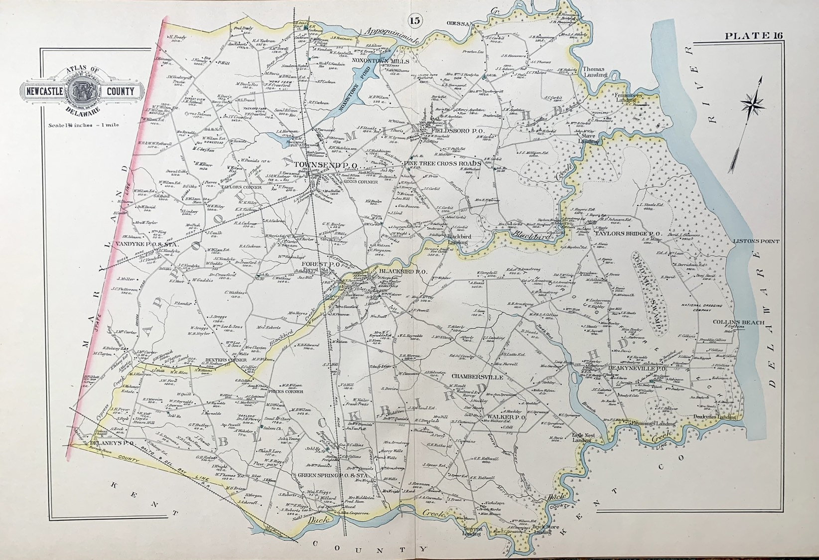 1893 New Castle County Delaware Atlas Map Original Antique - Etsy UK