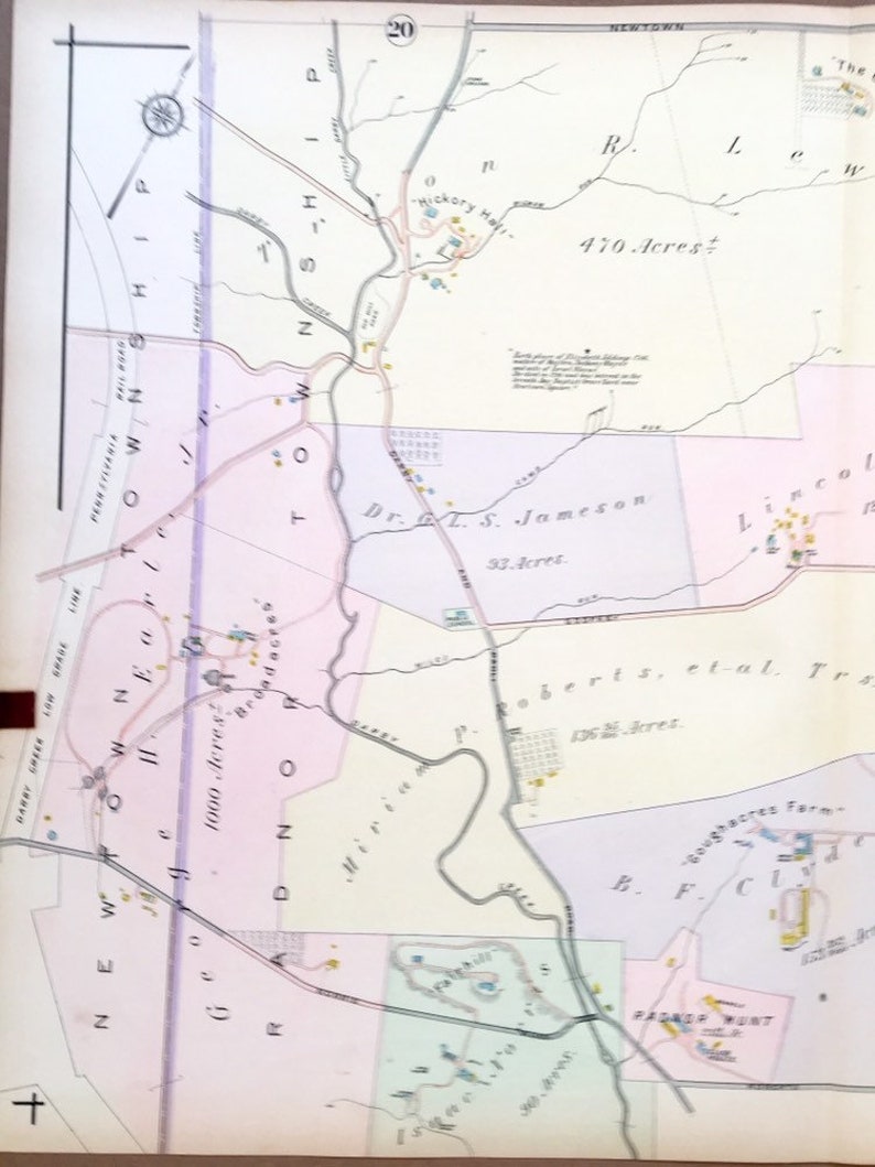 Radnor Township Map Original 1908 Mainline Pennsylvania - Etsy