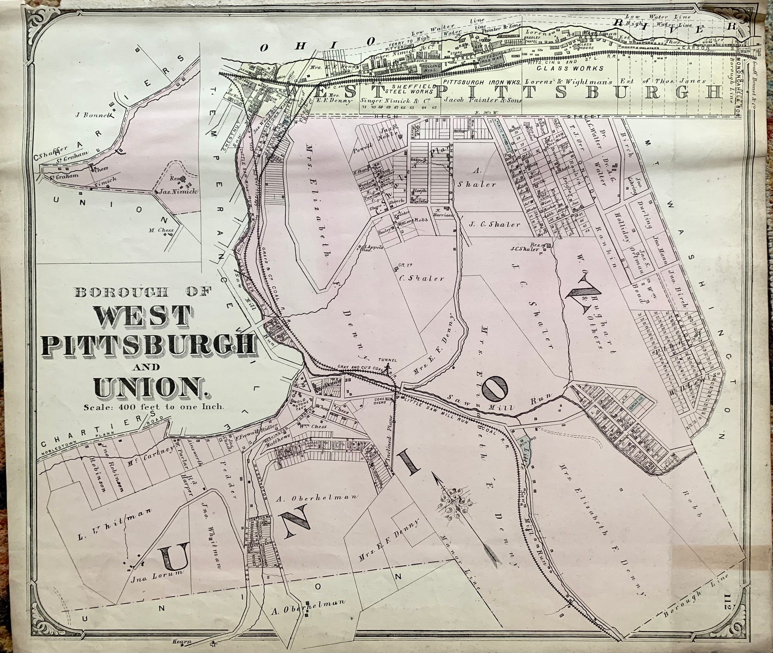 Duquesne Heights Map Original 1872 Pittsburgh Atlas West End - Etsy