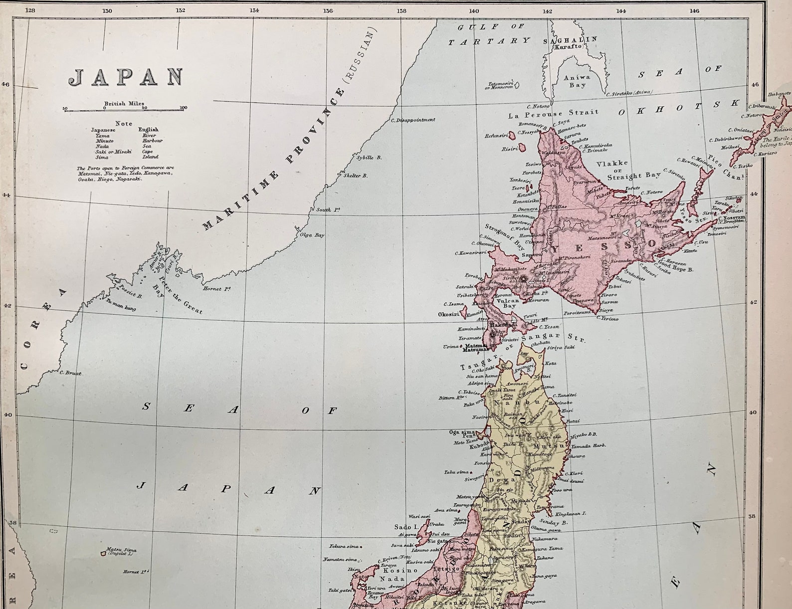 Japan Map Original 1875 Blacks Atlas Japanese Empire Tokyo - Etsy