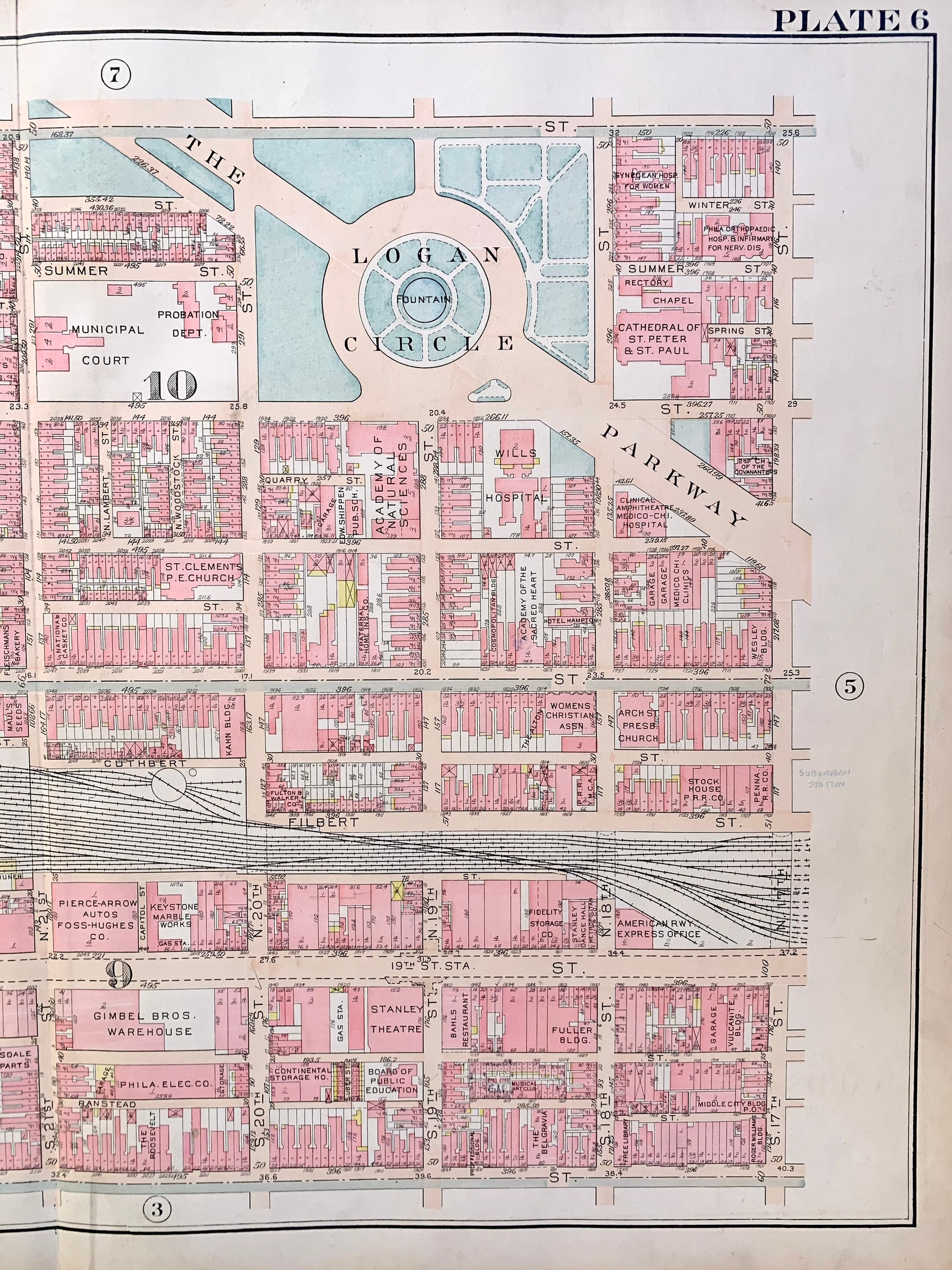 Logan Square Map, Original 1922 Center City Philadelphia Atlas ...
