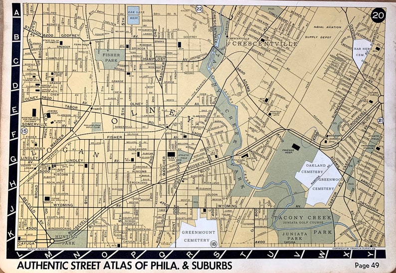 North Philadelphia Map, Original 1951 City of Philadelphia Atlas, Logan ...