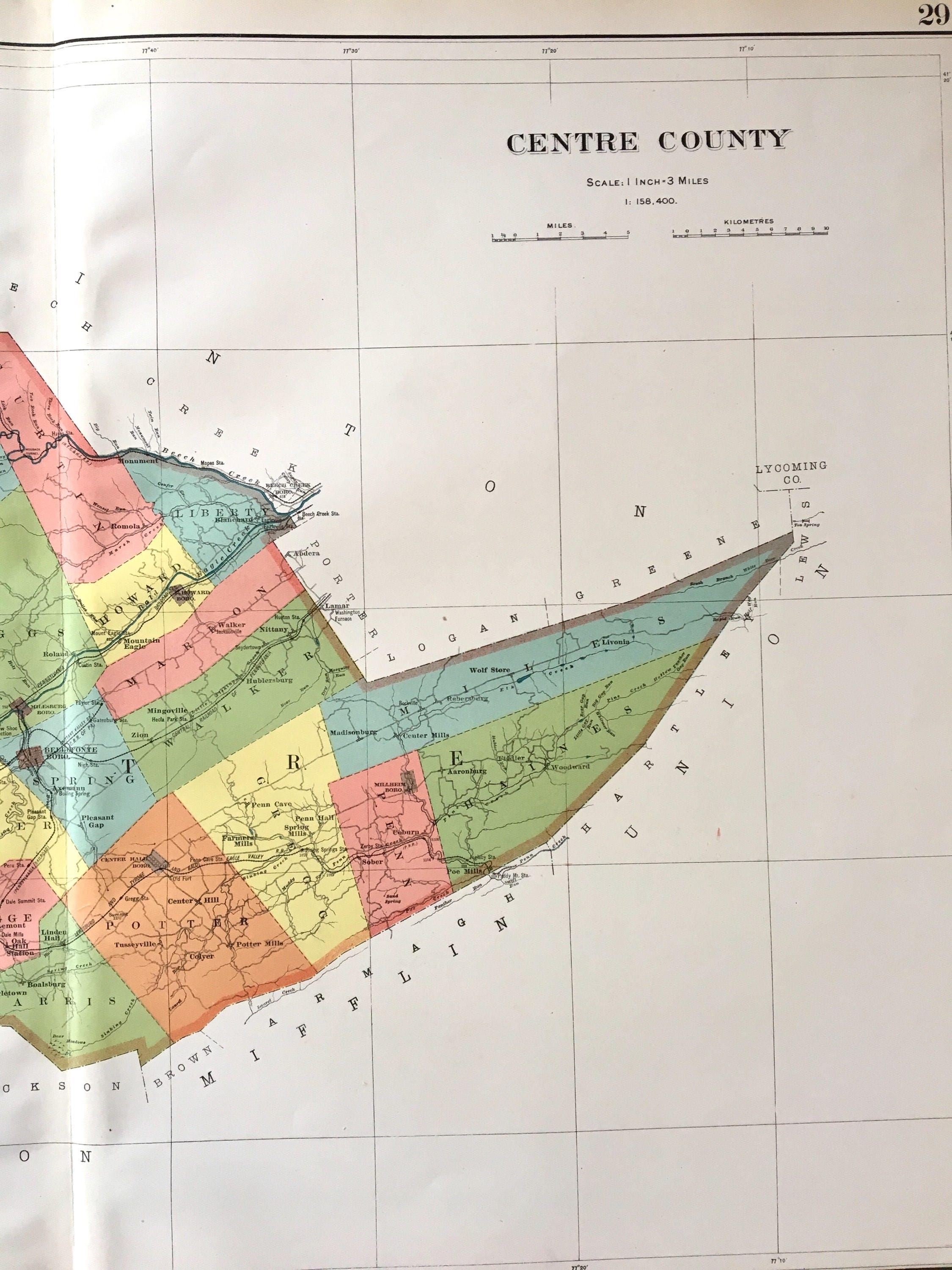 Original 1900 Atlas Map of Centre County Pennsylvania From the - Etsy UK